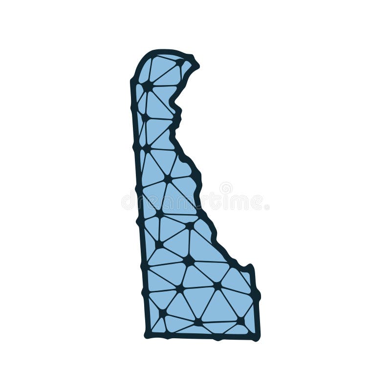 Delaware State Map Polygonal Illustration Made of Lines and Dots Stock ...