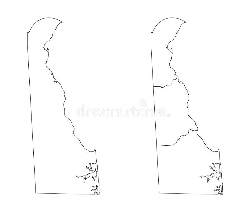 Delaware State Outline County Map Set - United States Stock ...