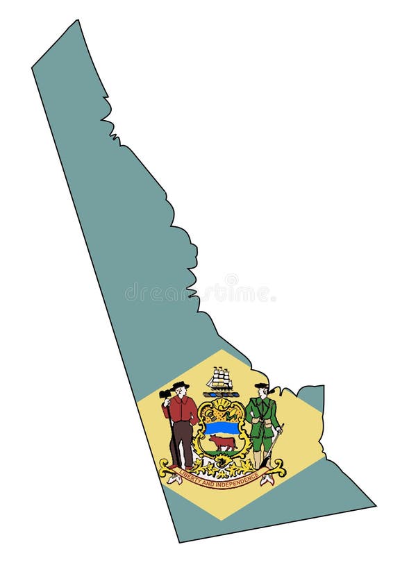 Delaware State Outline Map and Flag Stock Vector - Illustration of ...