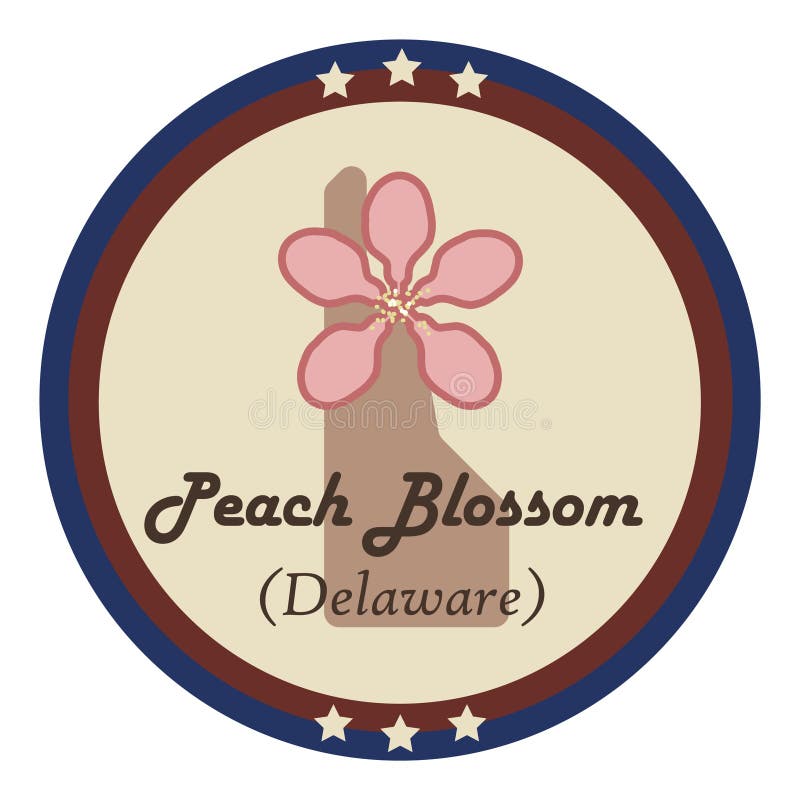 Delaware State with Peach Blossom Flower. Vector Illustration ...