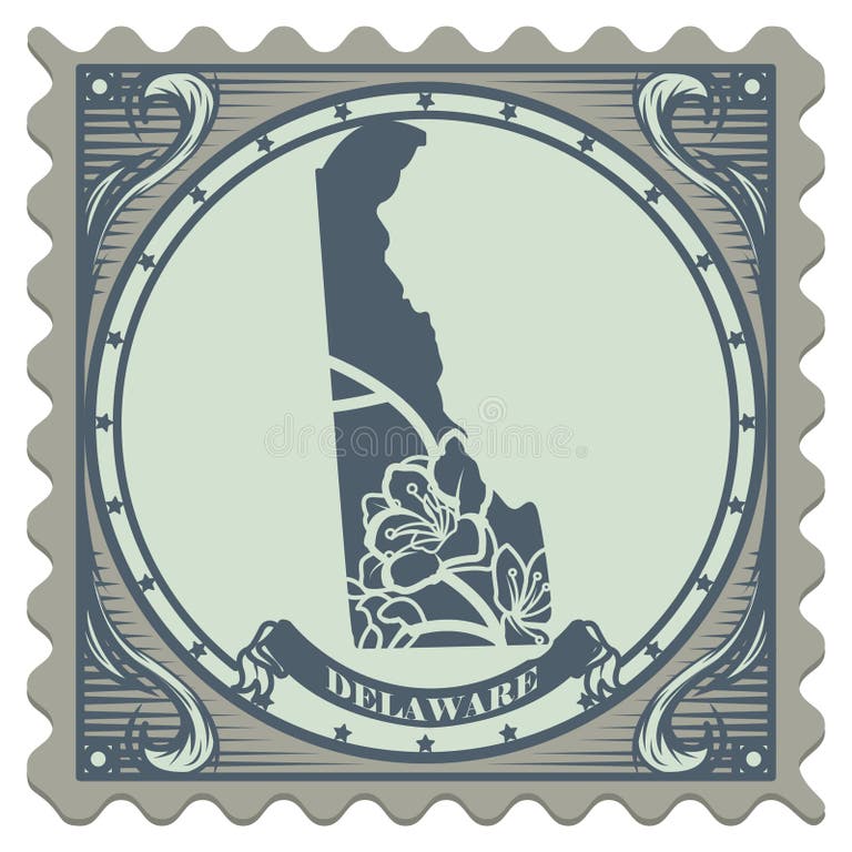 Delaware State Postage Stamp. Vector Illustration Decorative Design ...