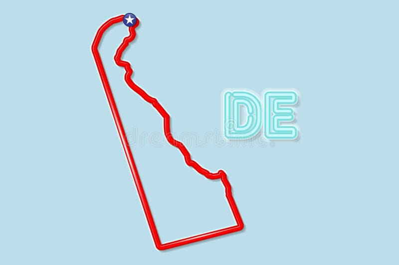 The State of Delaware is Highlighted in Red. Vector Map of the United ...