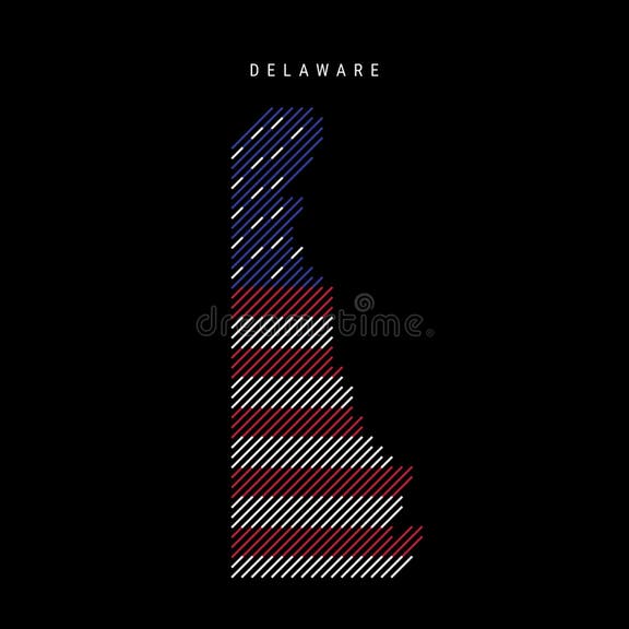 Delaware US State Hatched Silhouette Map of Slanted Lines Pattern. Flat ...