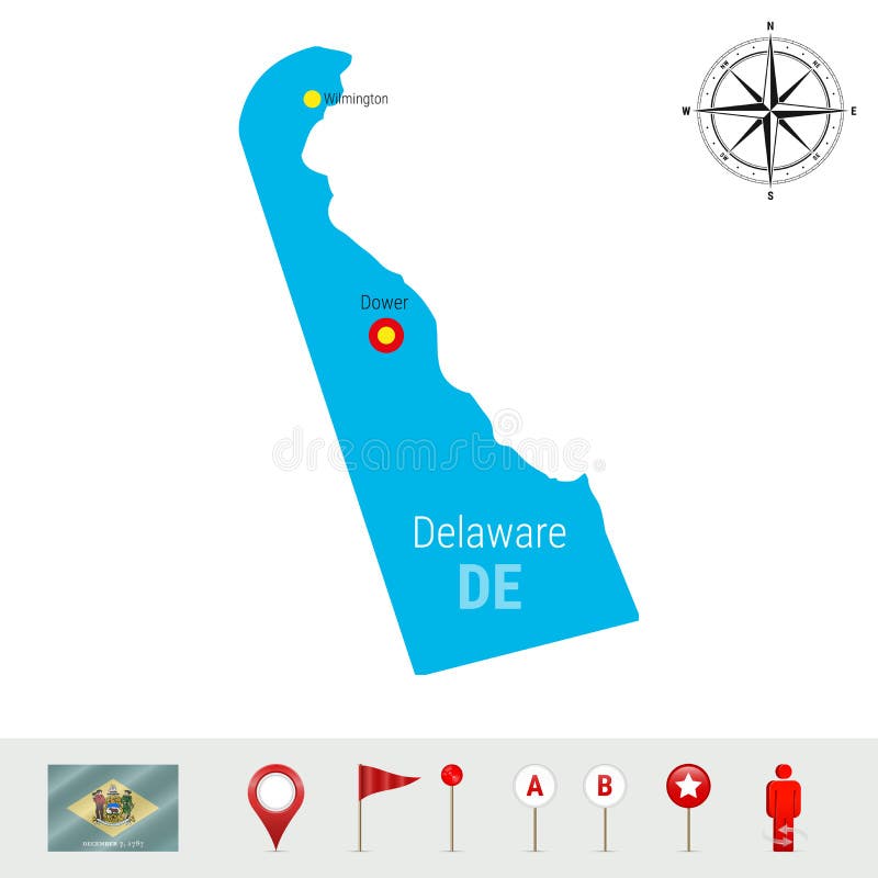 Delaware Vector Map Isolated on White Background. High Detailed ...