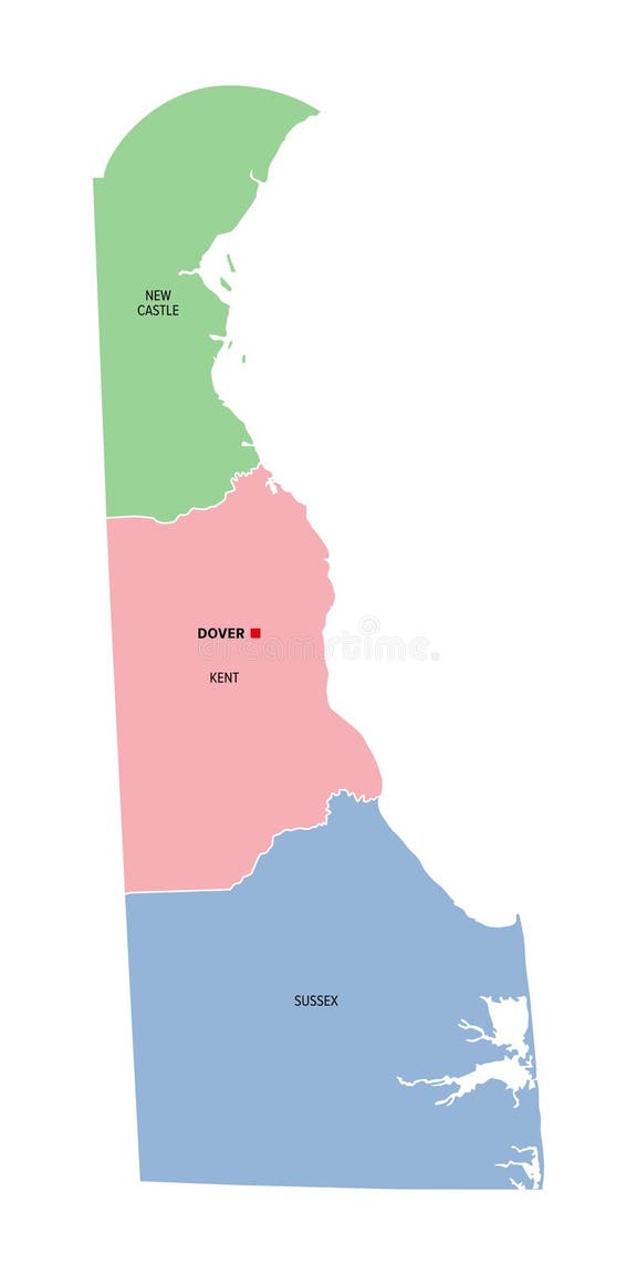 Delaware, U.S. State, Subdivided into 3 Counties, Colored Political Map ...