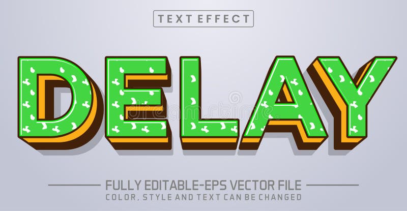 Delay 3d Text Editable Style Effect Stock Vector - Illustration of ...