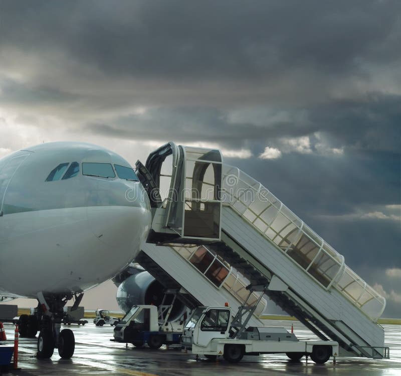 Delayed Flight. Plane on Stormy Airport . Stock Image - Image of danger ...