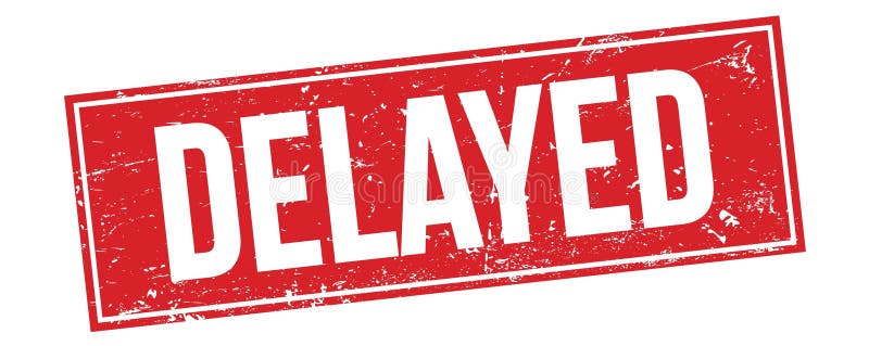 DELAYED Text on Red Grungy Rectangle Stamp Stock Illustration ...
