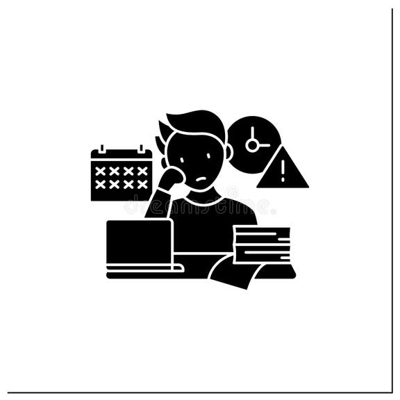 Delaying Deadlines Glyph Icon Stock Vector - Illustration of worker ...