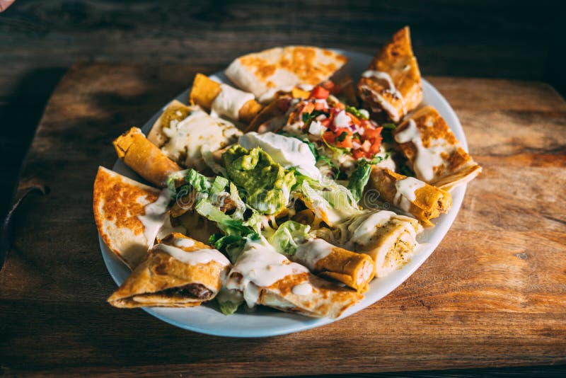 A Delcious Quesadillas Platter Stock Photo - Image of mexican ...