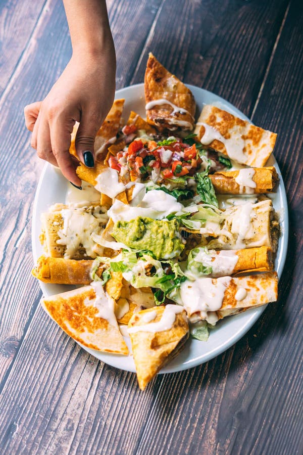 A Delcious Quesadillas Platter Stock Image - Image of closeup, cheddar ...