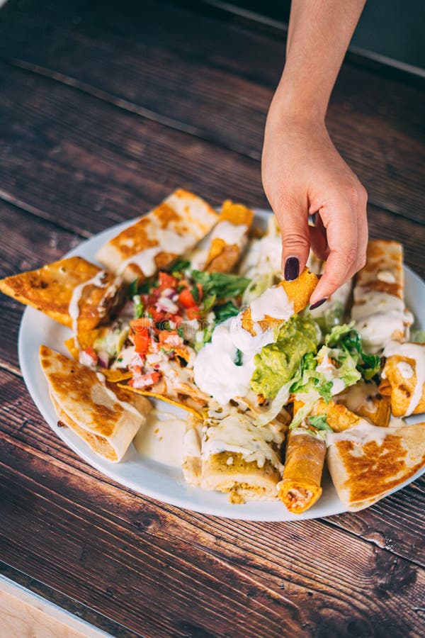 A Delcious Quesadillas Platter Stock Photo - Image of traditional ...