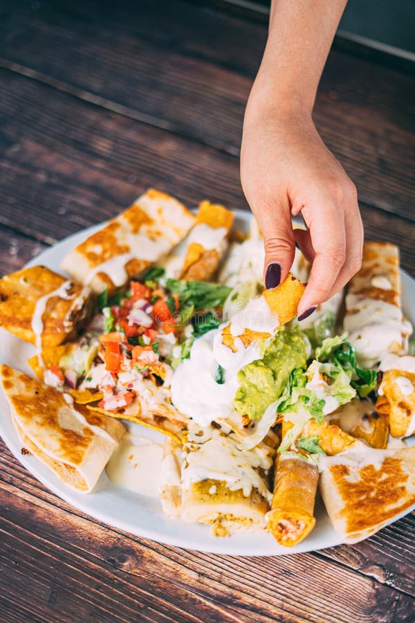 A Delcious Quesadillas Platter Stock Photo - Image of mexican, meal ...
