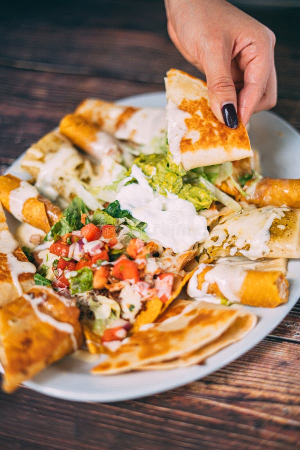 A Delcious Quesadillas Platter Stock Image - Image of quesadillas ...