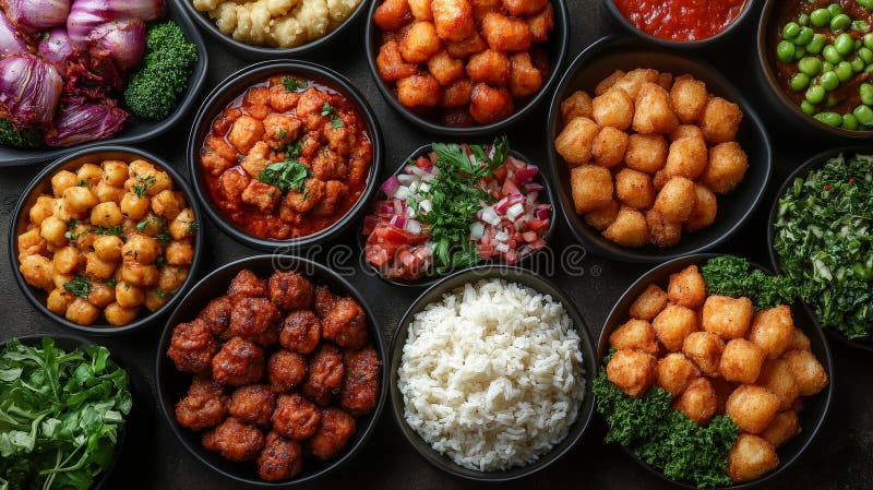 Delicious Indian Food Platter.Savor the Spice Stock Illustration ...