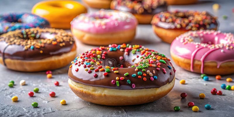 A Delectable Assortment of Chocolate and Brightly Glazed Donuts ...