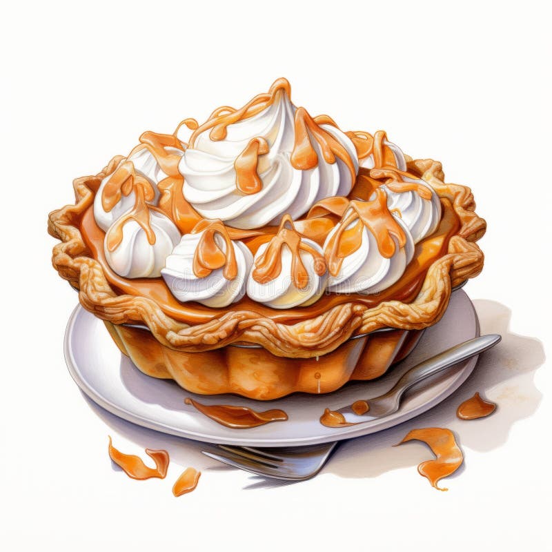 Fantasy Illustration of Cream and Caramel Pie Realistic Hyper-detailed ...