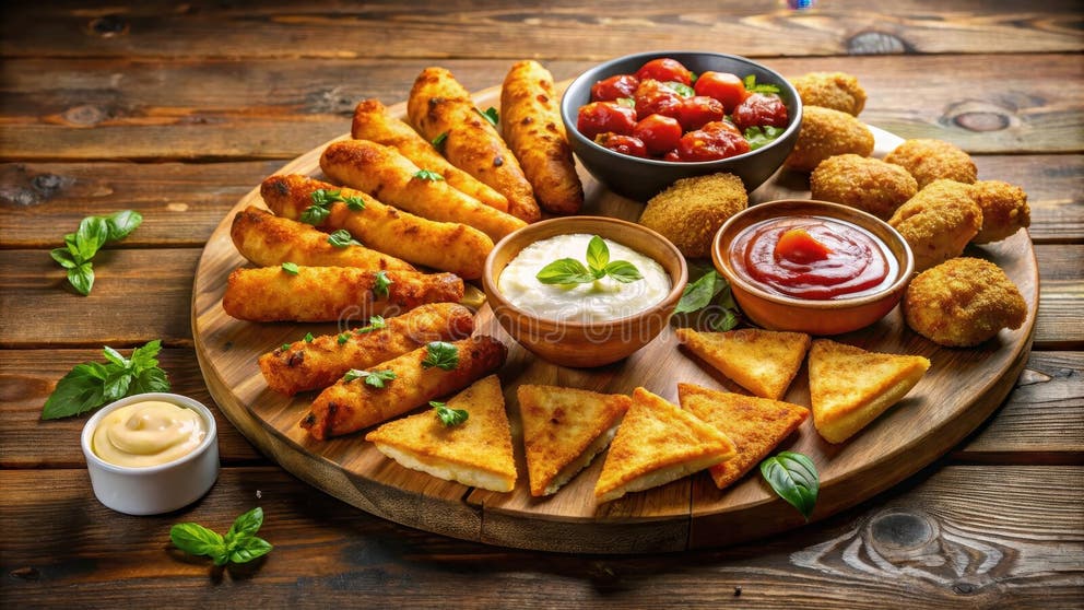 A Delectable Assortment of Fried Appetizers, Including Savory Sticks ...