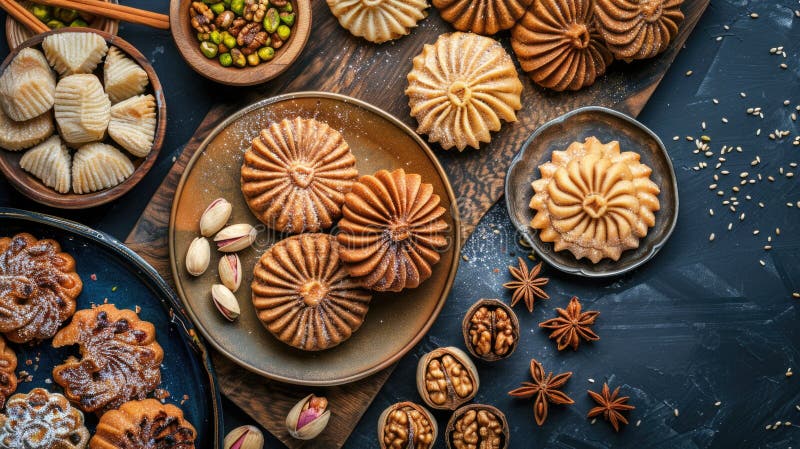 Delectable Assortment of Traditional Baked Sweets on Table Stock ...