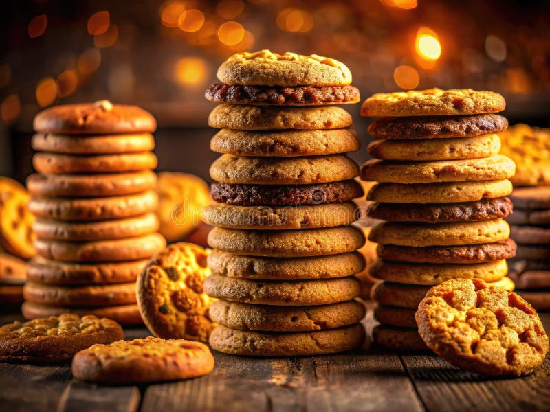 A Delectable Biscuit Tower Unveiled LowLight Culinary Art Captures the ...