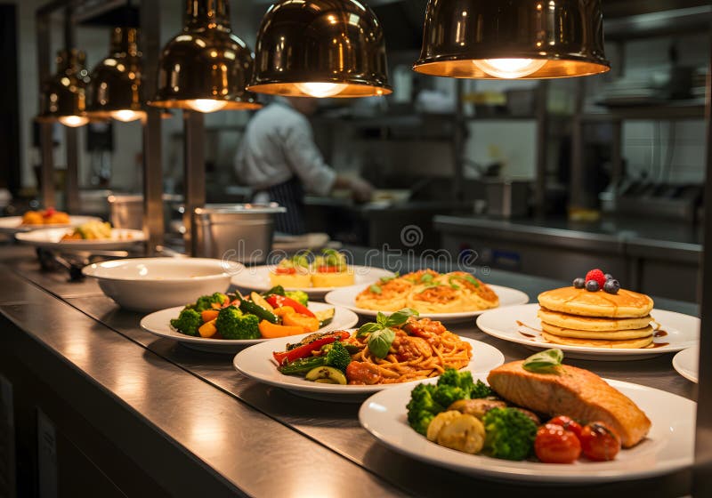 Delectable Buffet Display: Gourmet Food Line Up in a Luxurious ...