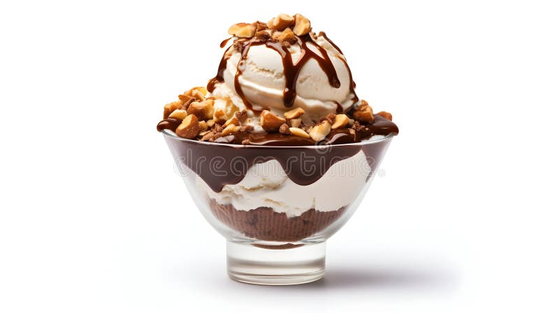 Delectable Chocolate Sundae with Nuts Stock Illustration - Illustration ...