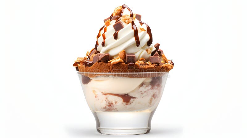 Delectable Chocolate Sundae with Nuts Stock Illustration - Illustration ...