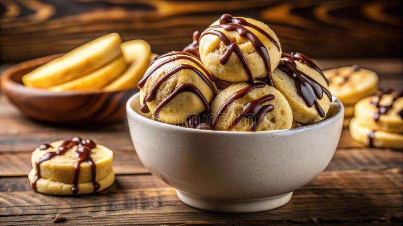 Delectable Creamy Dessert Balls Drizzled with Rich Chocolate Sauce ...