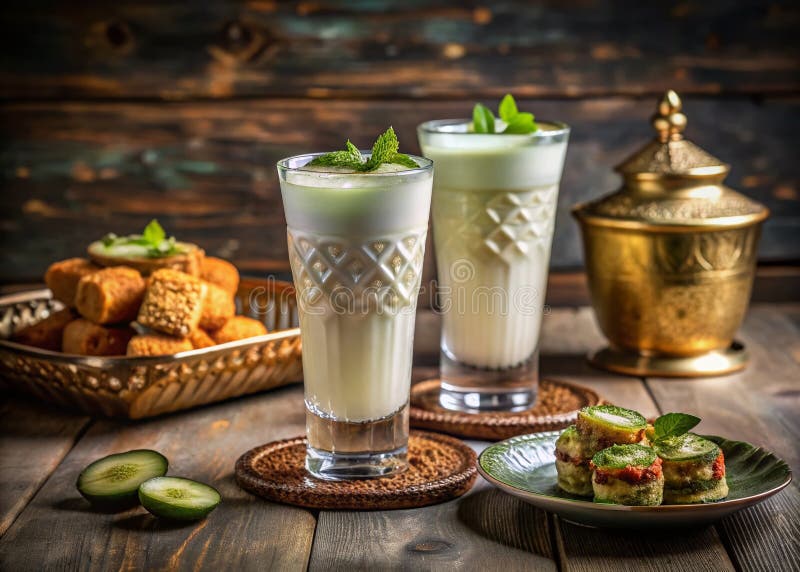 A Delectable Display Refreshing Cucumber Ayran with Scrumptious ...