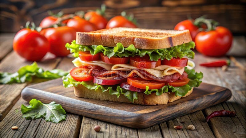 A Delectable Double-decker Sandwich Layered with Bacon, Cheese ...