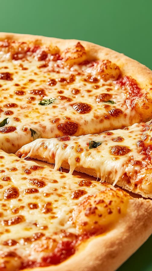 A Delectable Double-layered Stuffed Crust Pizza is Being Pulled Apart ...