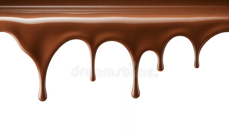 Smooth Drips of Rich Liquid Chocolate Flowing on Plain White Backdrop ...