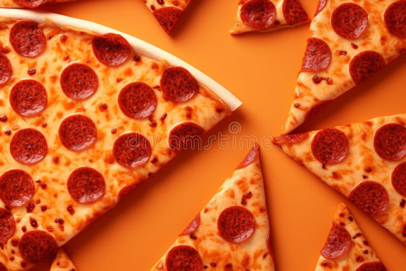 Pizza Slices on a Green Background Stock Photo - Image of background ...