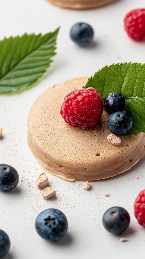 Delectable Light Brown Pancake Adorned with Fresh Raspberry and ...