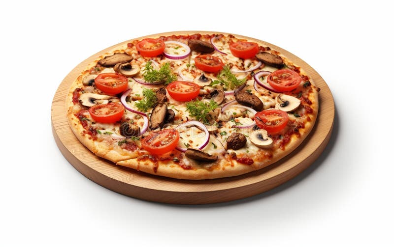 Delectable Mediterranean Pizza Presented on a White Background Stock ...