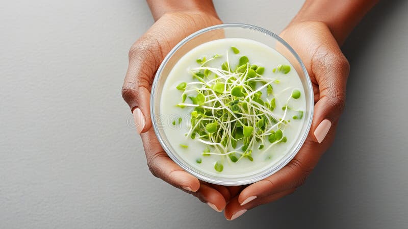 A Delectable and Nutritious Sprout-Based Dish in a Glass Bowl, Held in ...