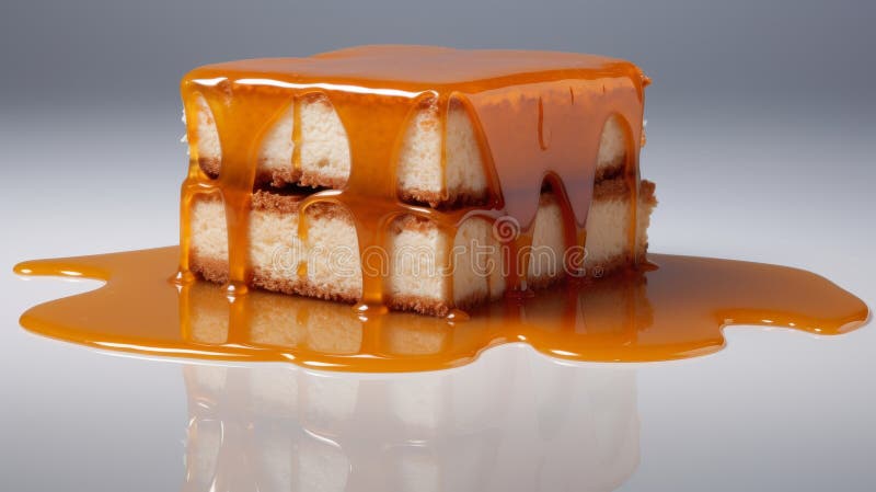Delectable Pastry Covered in Syrup, Beautifully Reflecting in a Mirror ...