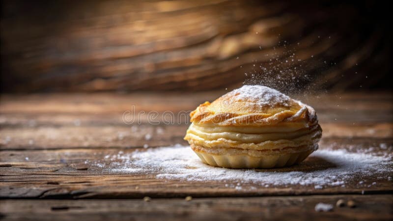 A Delectable Pastry Dusted with Powdered Sugar on a Rustic Wooden ...