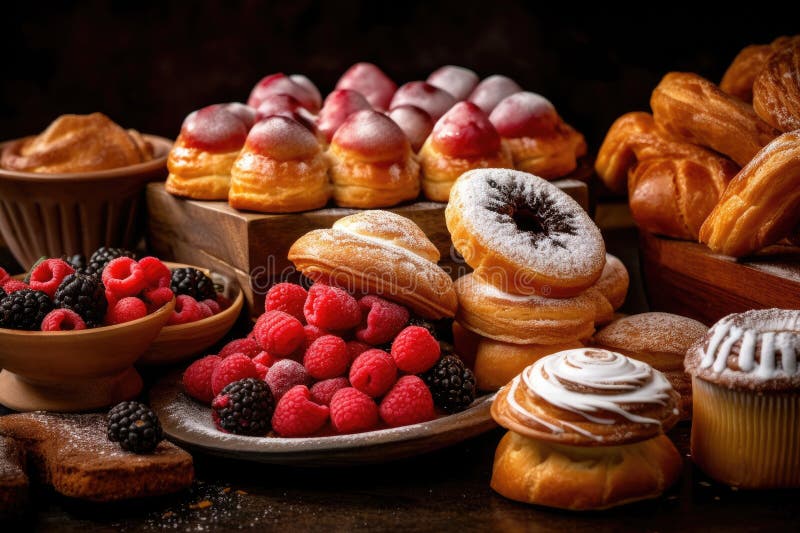 Delectable Pastry Selection Stock Illustration - Illustration of coffee ...