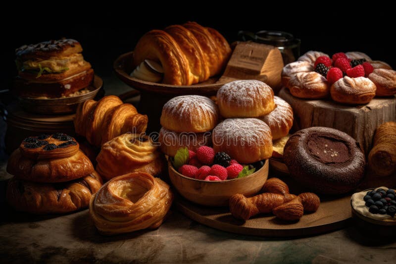Delectable Pastry Selection Stock Illustration - Illustration of dinner ...