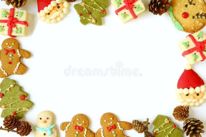 Delectable Picture Frame of Variety of Christmas Cookies on White ...