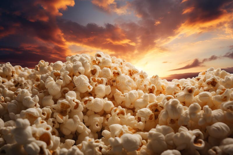 Delectable Popcorn Snack Sky. Generate Ai Stock Image - Image of border ...