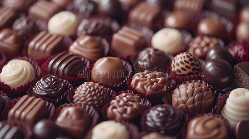 Assorted Chocolates in Various Shapes and Flavors. Perfect for ...