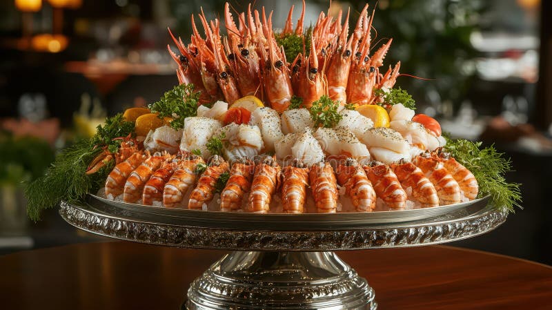 Delectable Shrimp Platter Presentation, Culinary Seafood Delight on ...