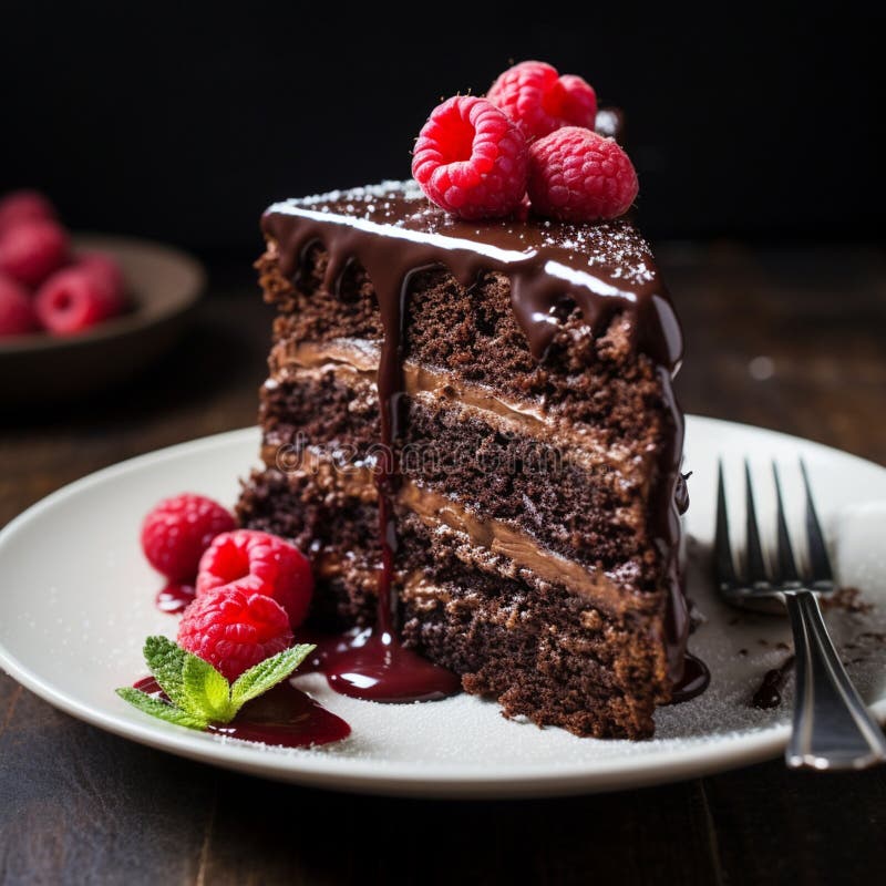 A Delectable Slice of Chocolate Cake, Decadently Moist and Layered with ...