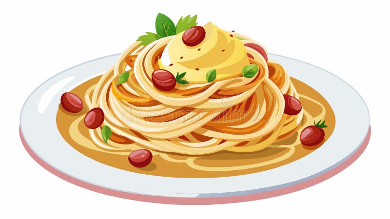 Delectable Spaghetti Carbonara Dish Plated on White Background with ...