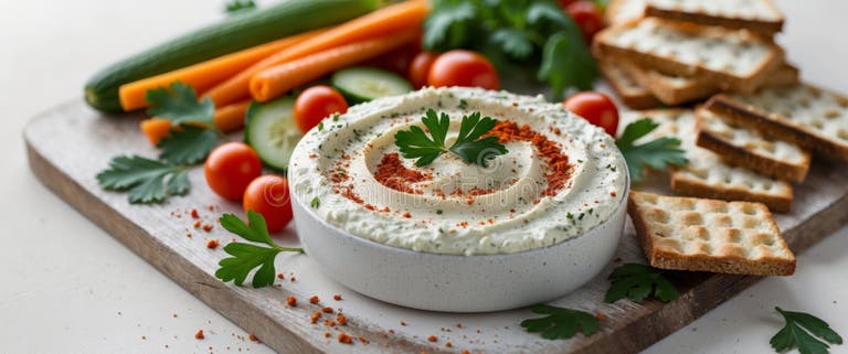A Delectable Spread of Creamy Dip Served with Assorted Fresh Vegetables ...