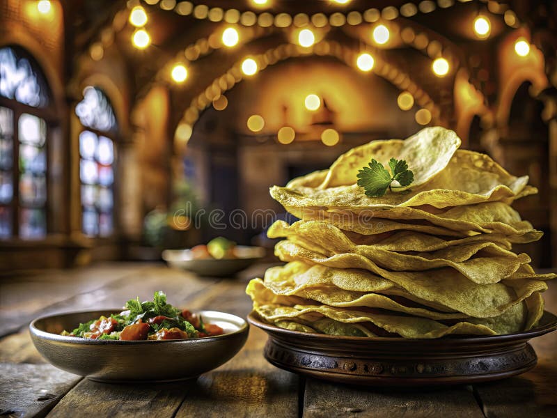 A Delectable Stack of Crispy Poppadums Authentic Indian Cuisine ...