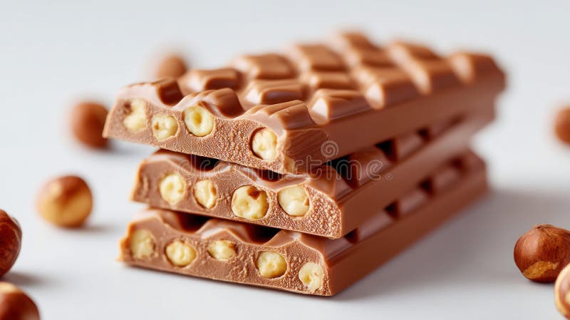 Delectable Stack of Hazelnut-filled Chocolate Bars, Perfect for a Sweet ...