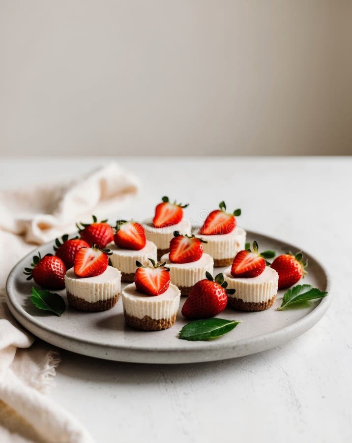 Delectable Strawberry Mini Cheesecakes Dessert Platter Stock Photo ...